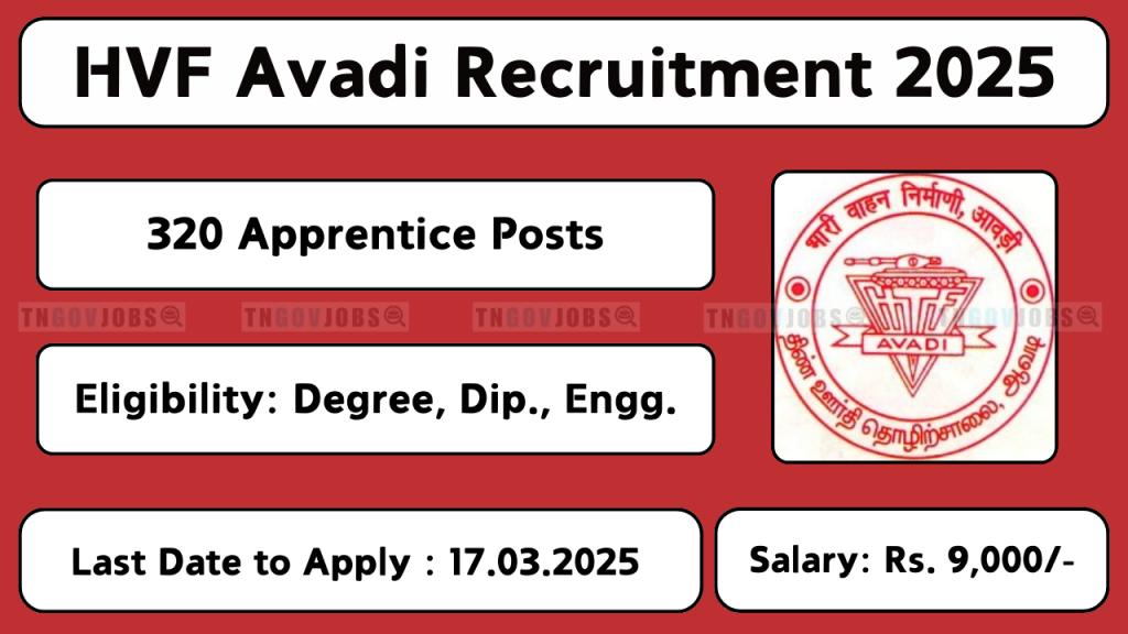 HVF Avadi Recruitment 2025: 320 Apprentice Posts; Apply Now!
