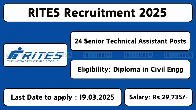 RITES Recruitment 2025: 24 Senior Technical Assistant Posts; Apply Now!