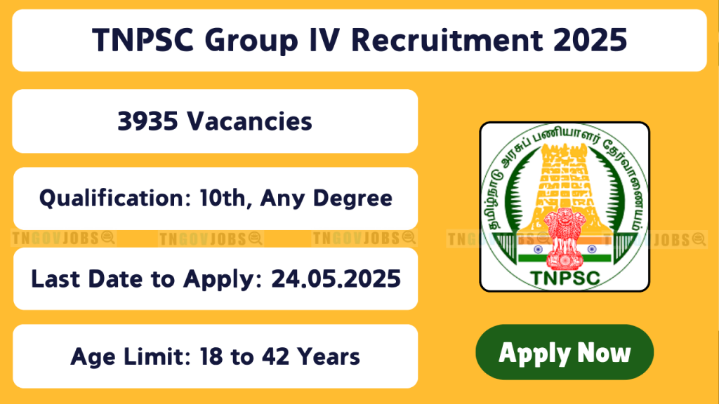 TNPSC Recruitment 2025: 3935 Group IV Posts; Apply Now!