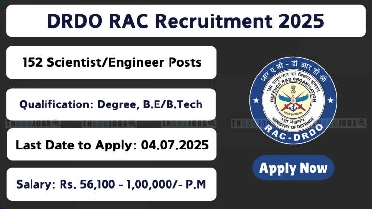 DRDO RAC Recruitment 2025: 152 Scientist/Engineer Posts; Apply Now!