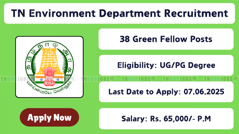 TN Environment Department Recruitment 2025: 38 Green Fellow Posts ...