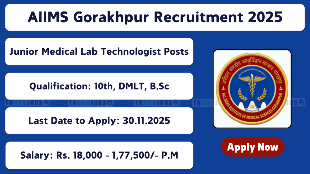 AIIMS Gorakhpur Recruitment 2025: 69 Junior Medical Lab Technologist ...