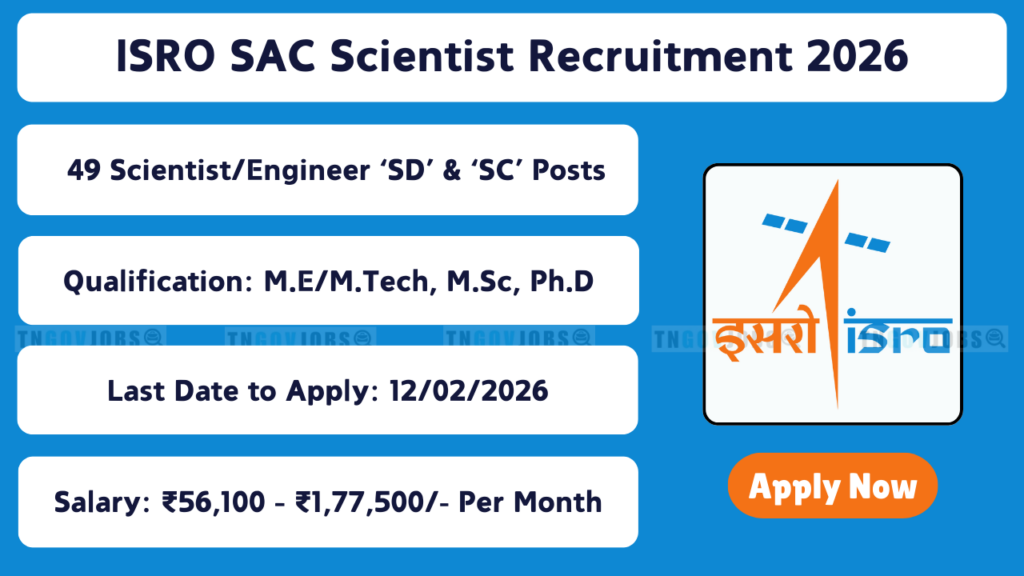ISRO SAC Scientist Recruitment 2026; Apply Now!