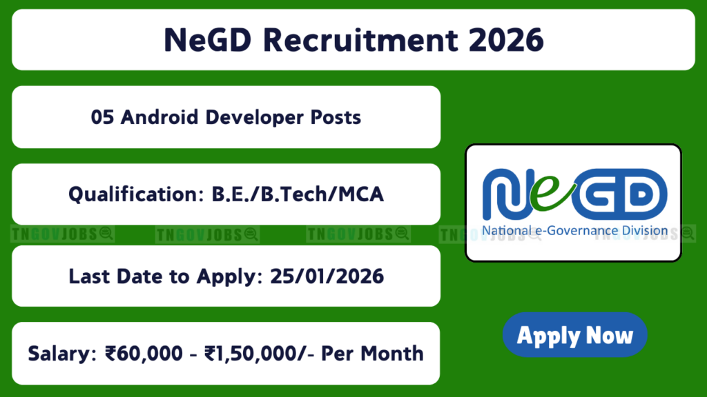 NeGD Recruitment 2026: 05 Android Developer Posts; Apply Now!