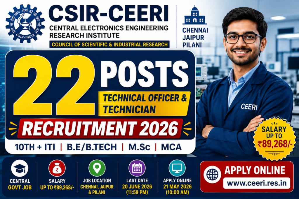 CSIR-CEERI Recruitment 2026: Technical Officer & Technician Vacancies ...